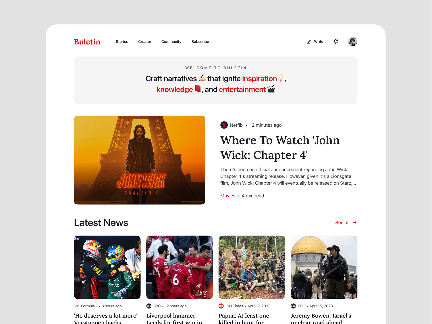 📰 Buletin - News Website by Alvian Teddy Cahya Putra 👨🏻‍🎨 for Kretya ...