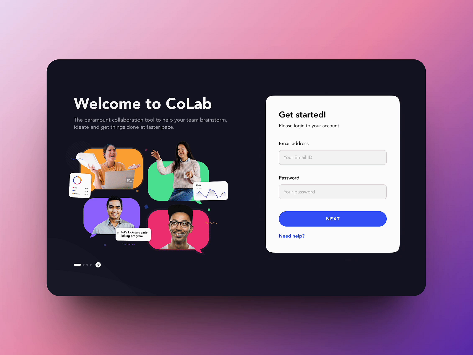 Collaboration Platform // Login UI by Abhinav Sharma on Dribbble