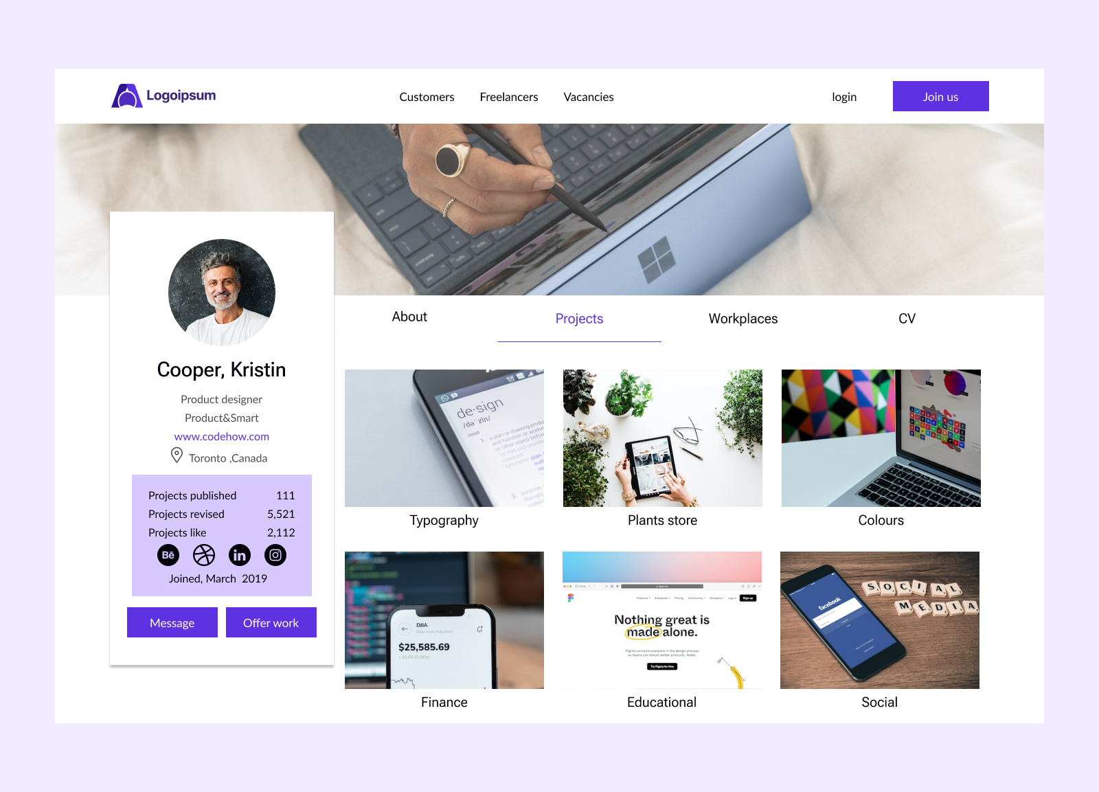 Daily UI 6 User Profile #DailyUI by Ihor Kharchenko on Dribbble