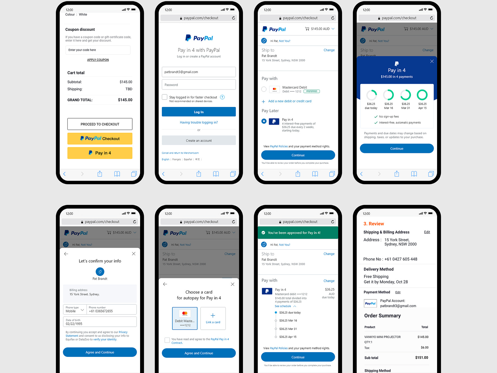 UI design for PayPal Pay in 4 Mobile web screens by Hariprasath Anbazhagan on Dribbble