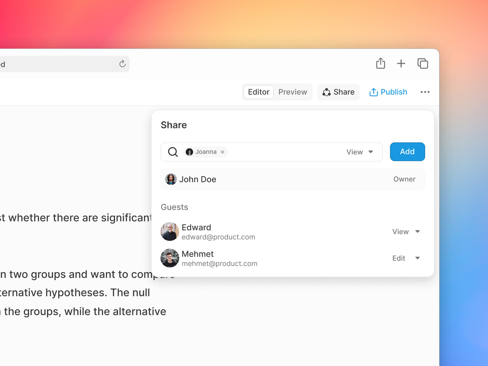Share , Invite, Collaboration widget by Ahmad Reza Parvizi on Dribbble