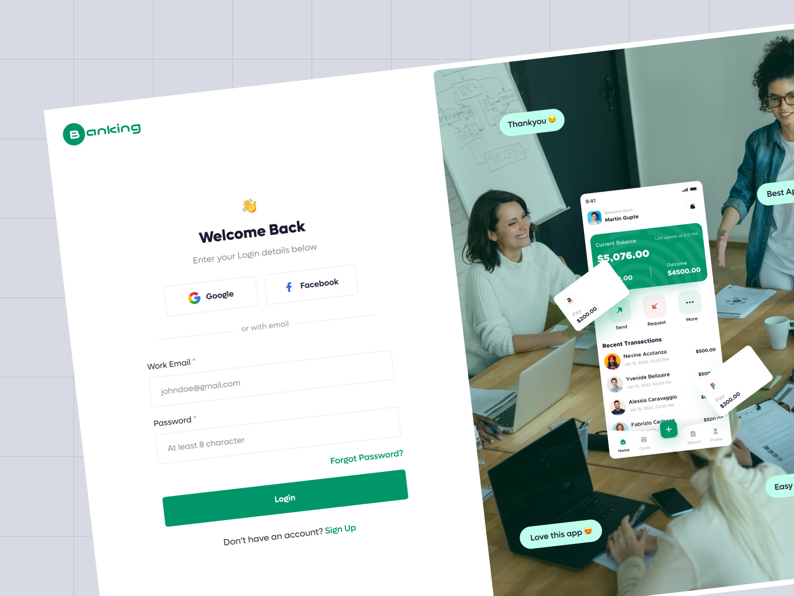 Banking Web Dashboard Login Page by Ajendra Sutariya on Dribbble