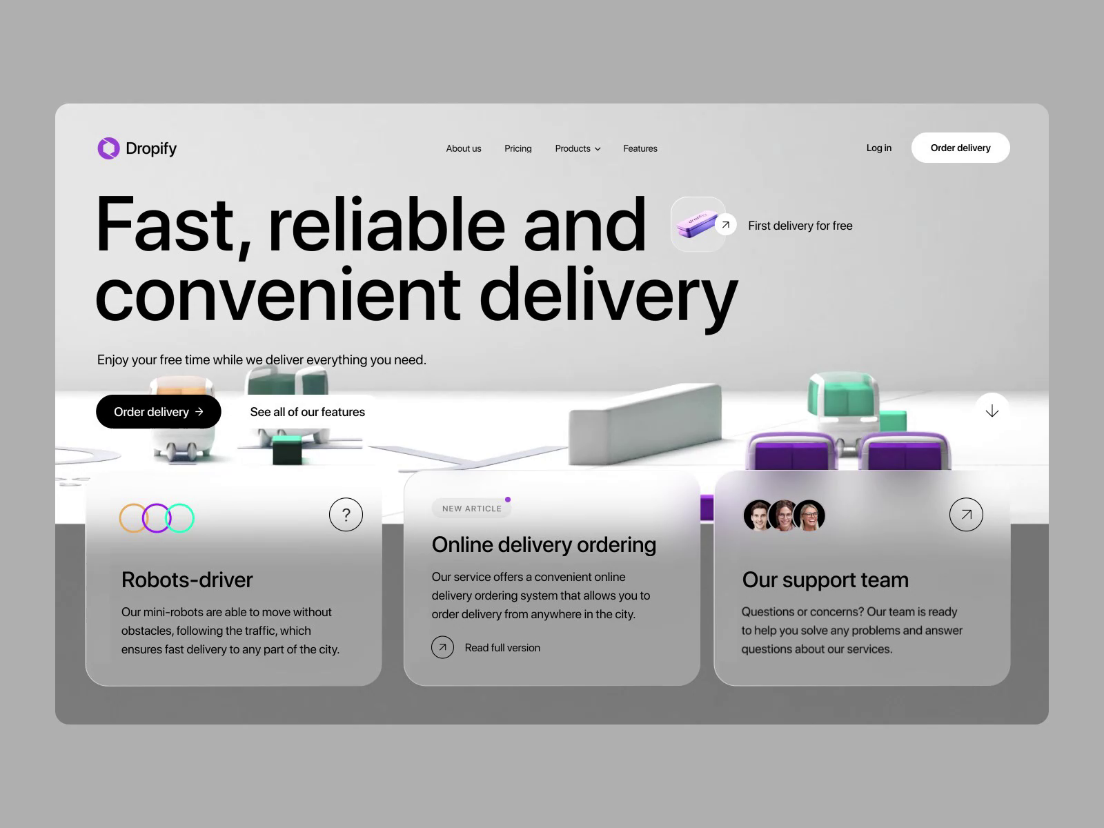Dropify Ai Robot Delivery Website By Bogdan Falin For Qclay On Dribbble