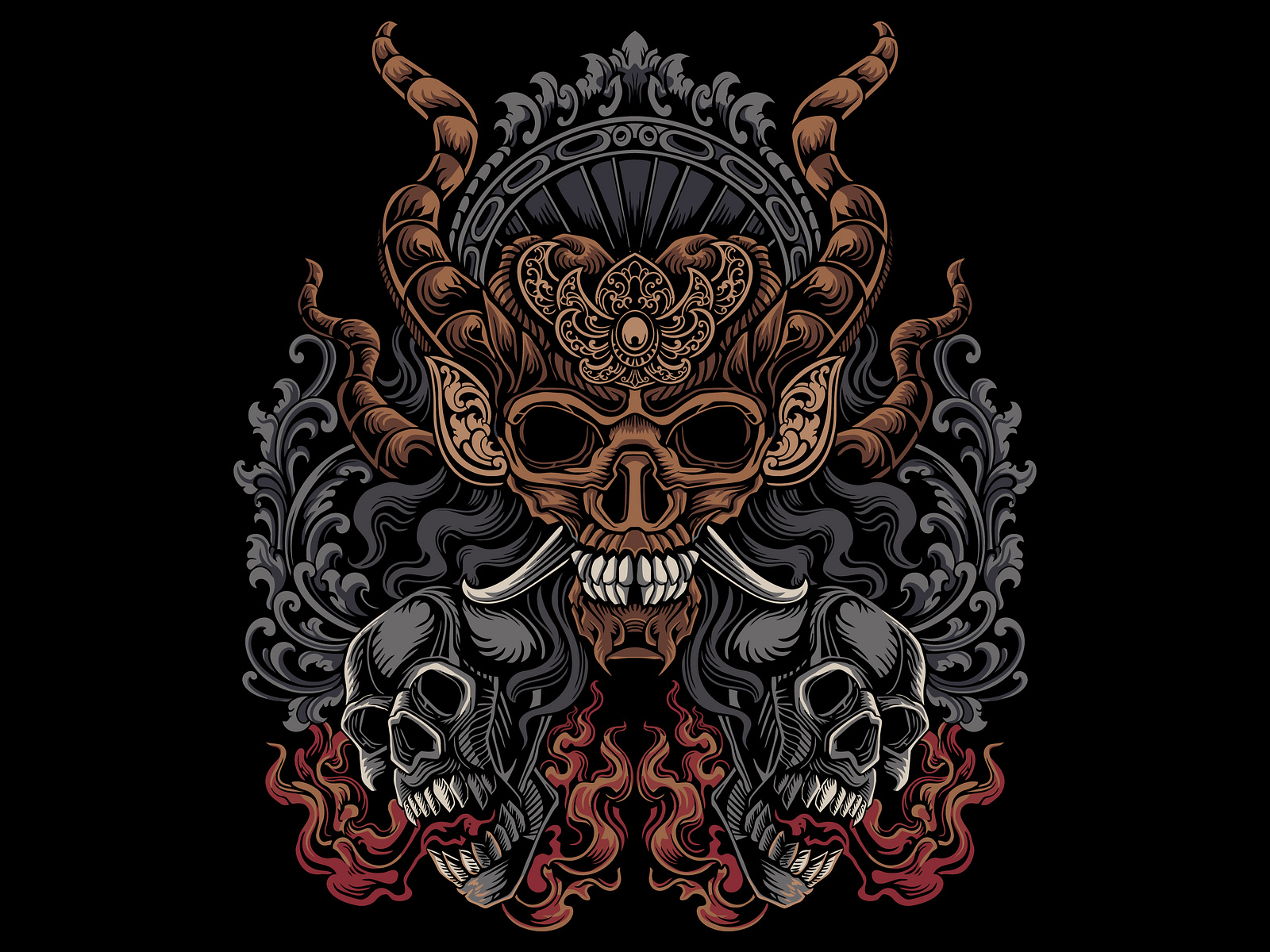 commander skull in classic style by seniwent_artwork on Dribbble