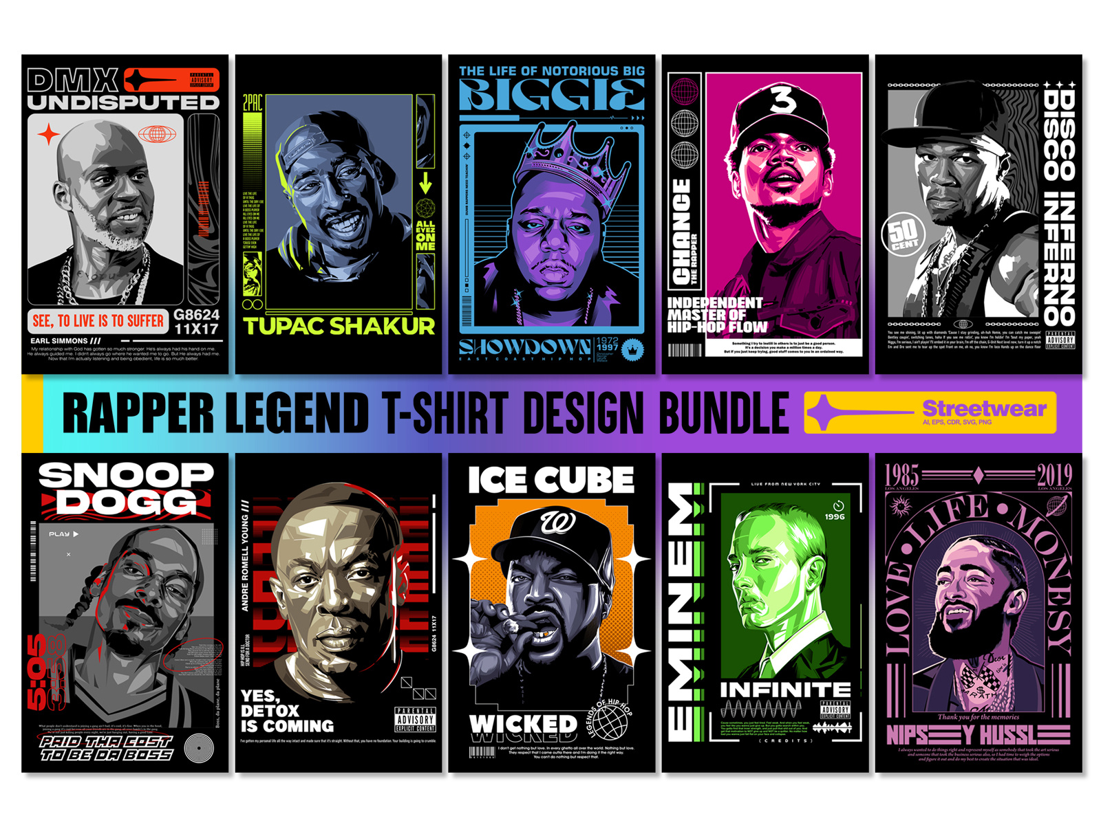 Rapper Legend T-shirt Design Bundle - Streetwear by warrockdesigns on ...