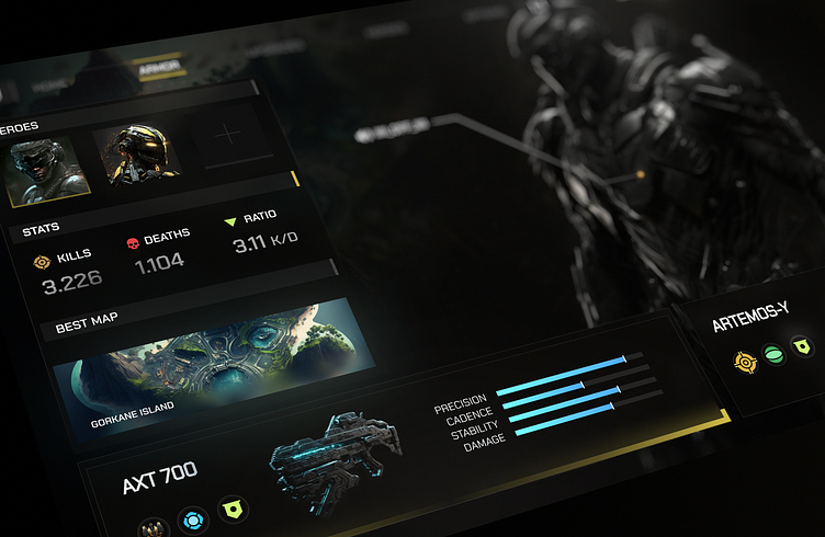 Shooter Game menu UI by Offriginal for Orizon: UI/UX Design Agency on ...