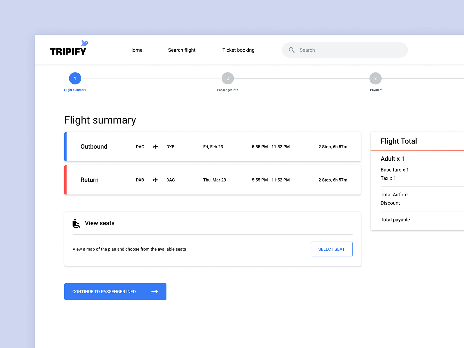 Ticket Booking Checkout Flight Summary Page Design by Shahriar Rumel on ...