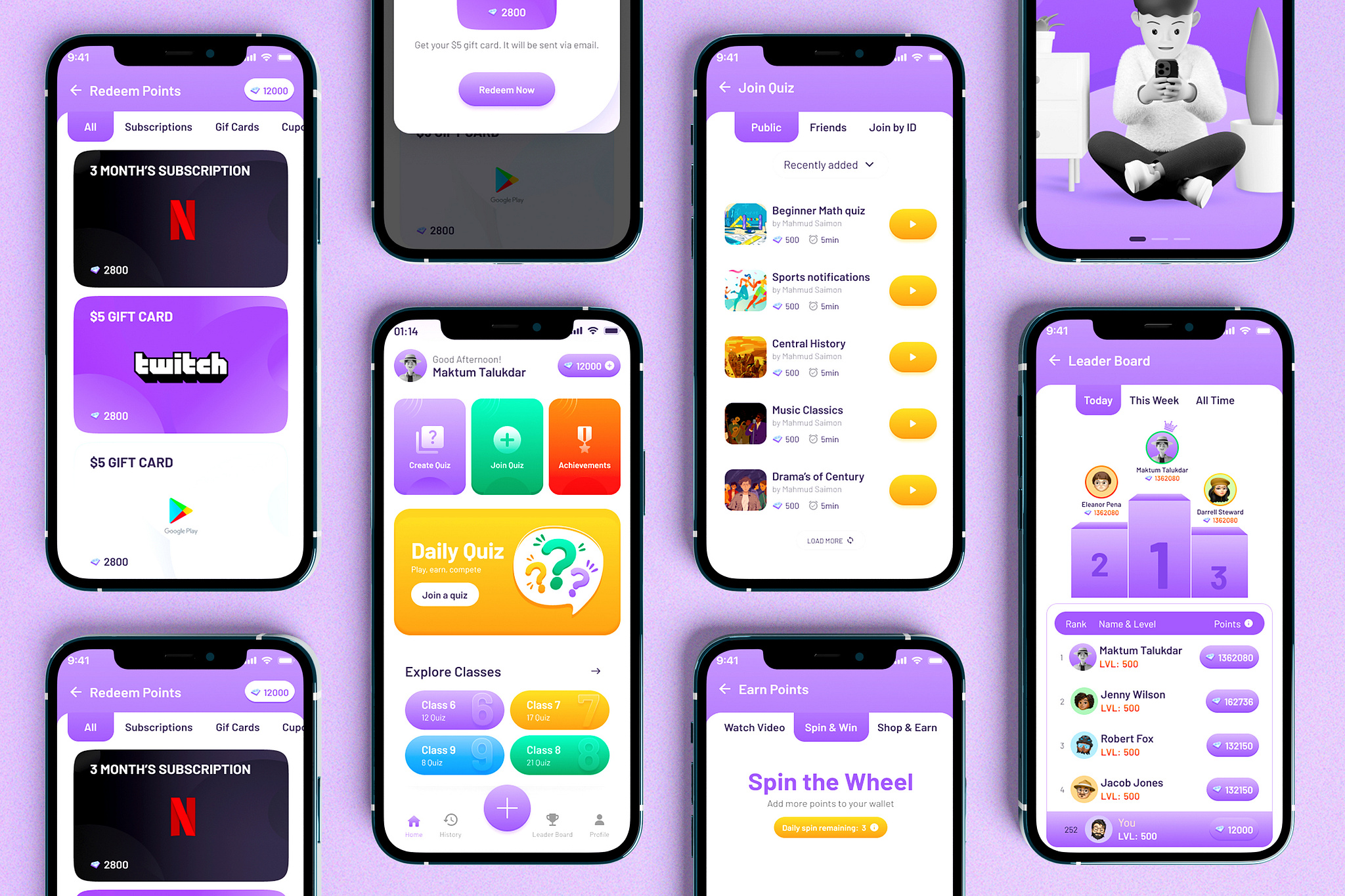 QuizKwik-Trivia & Quiz App by Sultan M. for Netro Systems on Dribbble