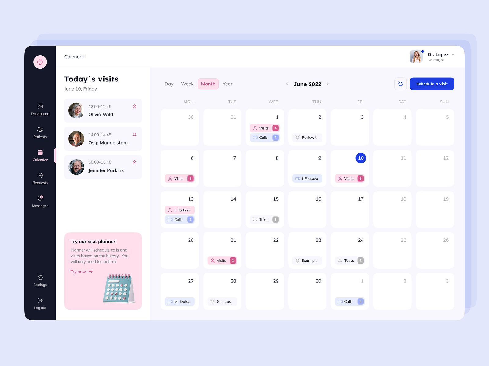 Calendar for Doctors Web App by Mariam Belarbi for Fireart Studio on ...
