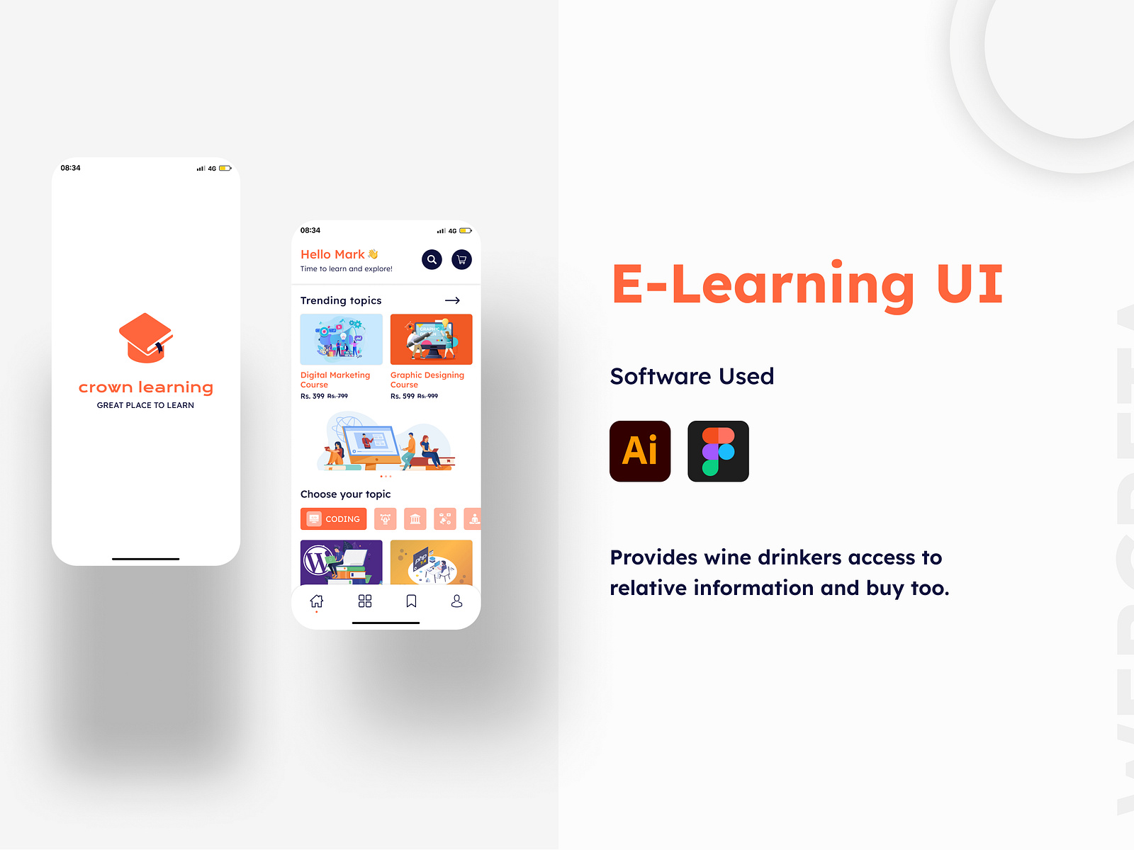 Crown Learning - App Mockup UI by Webcreta Technologies on Dribbble