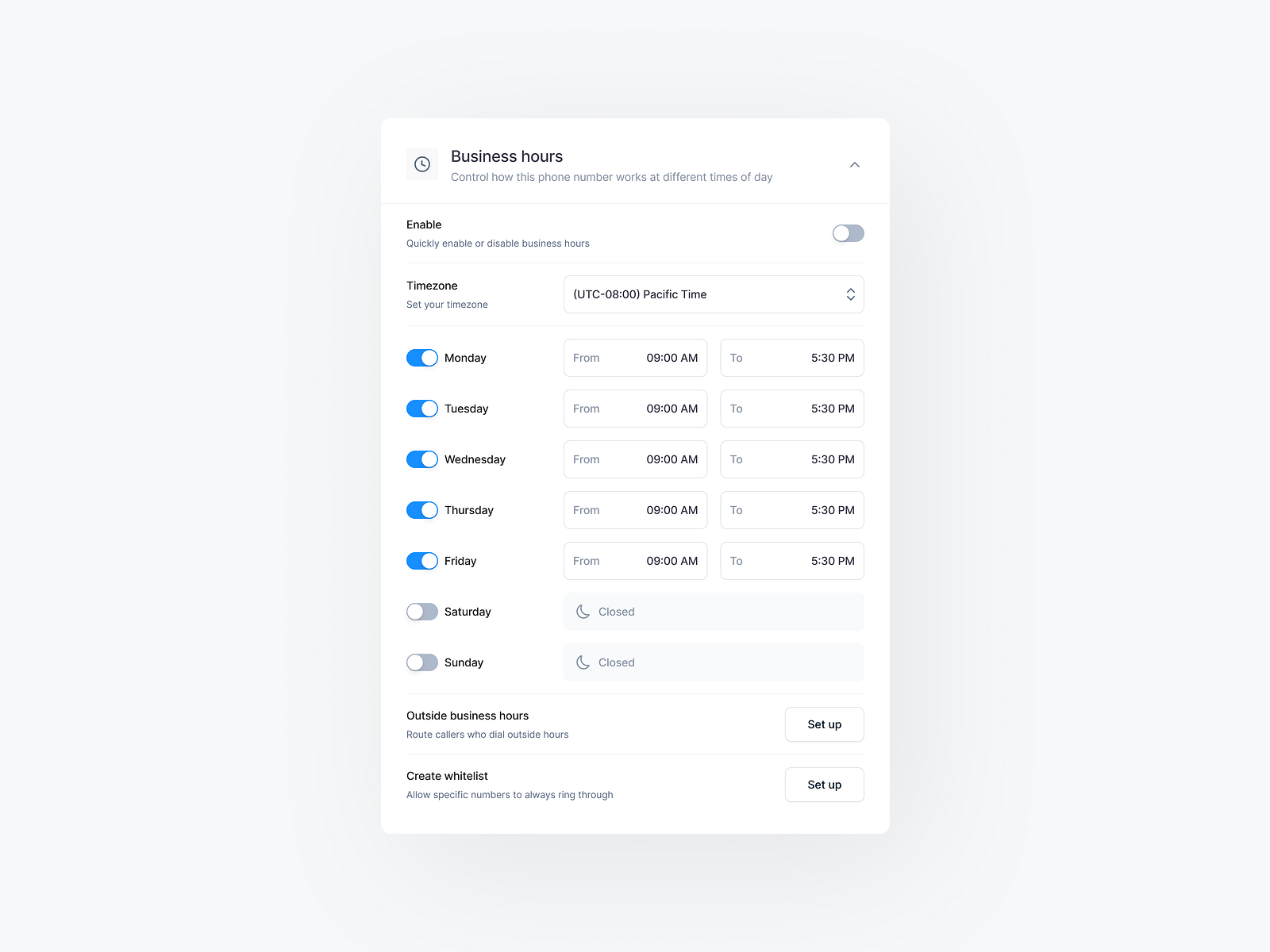Scheduling & Hours | Business hours 🕙 by Dmitry Sergushkin on Dribbble