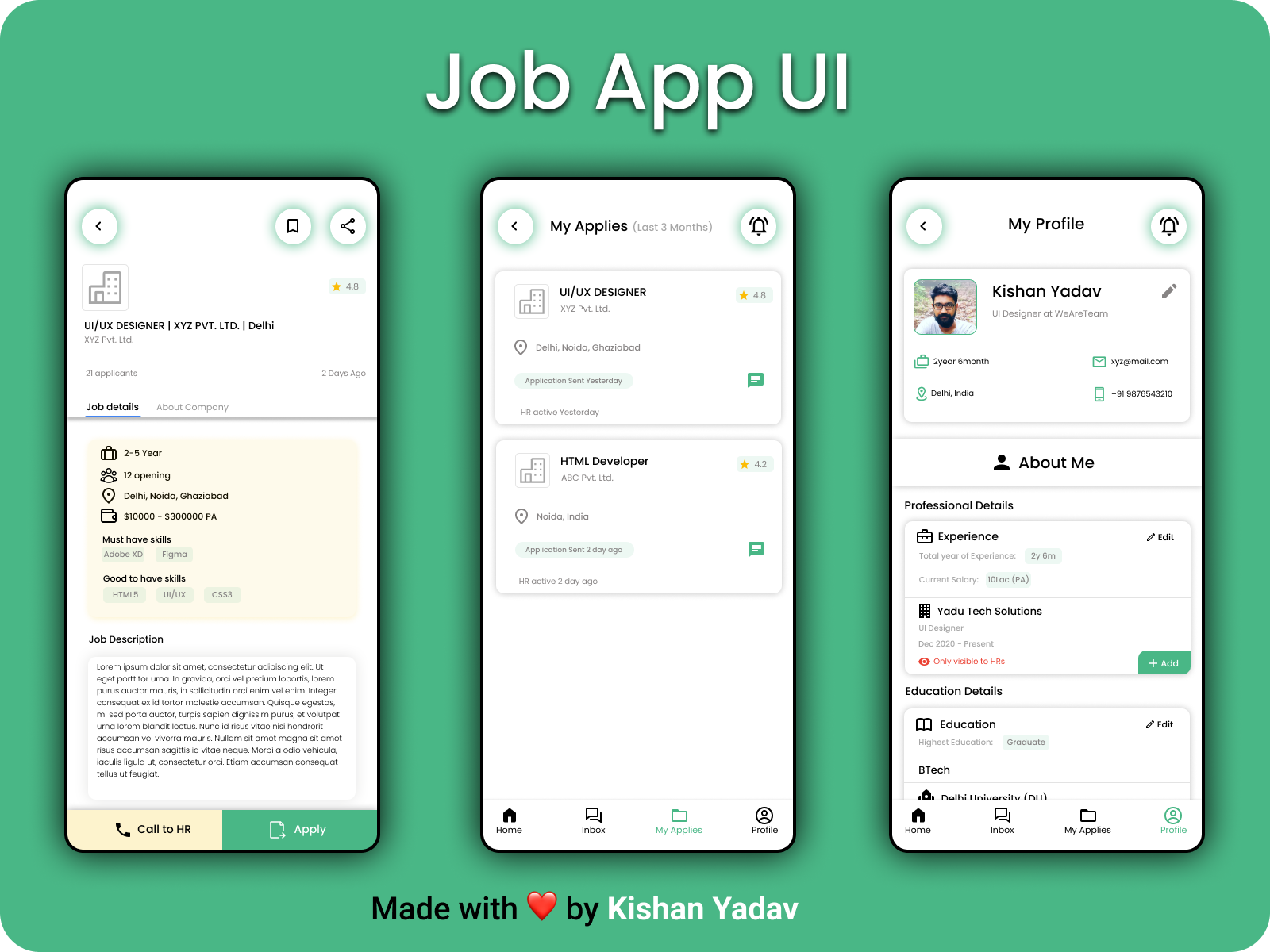 Job Finder App UI in Figma by Kishan Yadav on Dribbble