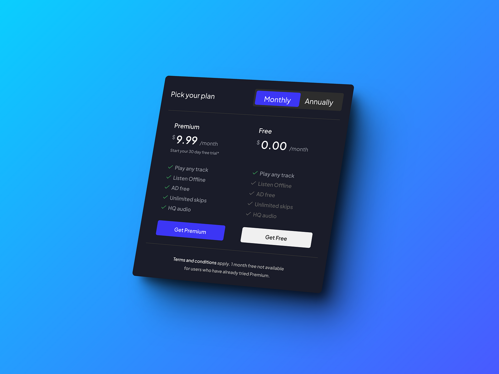 Subscription UI element (dark) by Upnishad Pandya on Dribbble