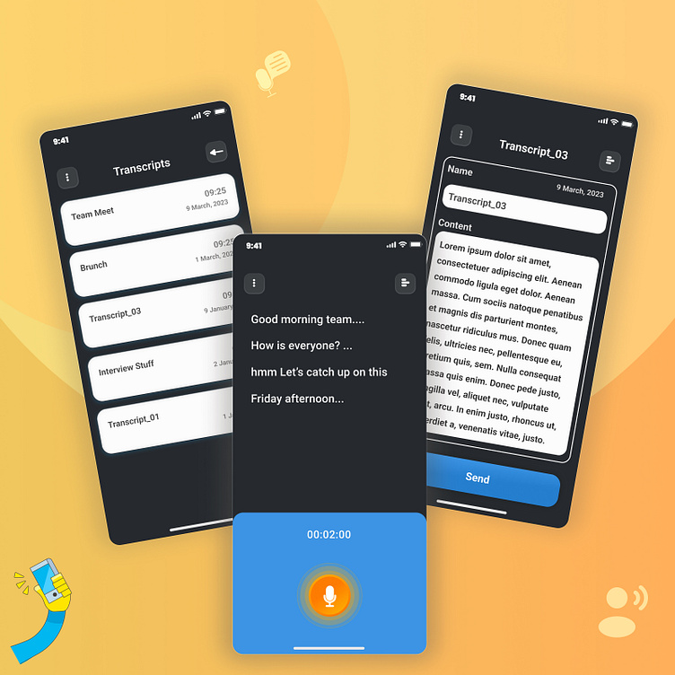 Transcription App Design by Divya Kothari on Dribbble
