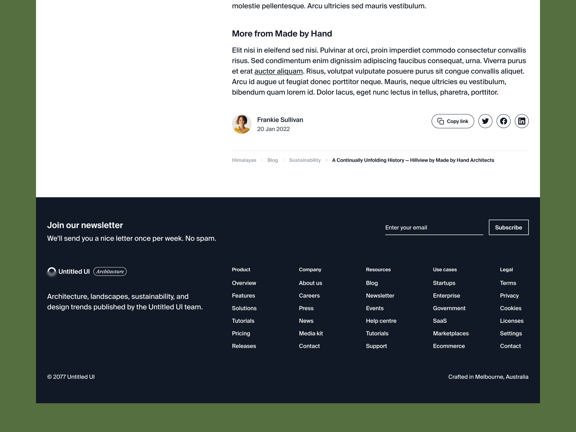 Minimal blog post — Untitled UI by Jordan Hughes® on Dribbble