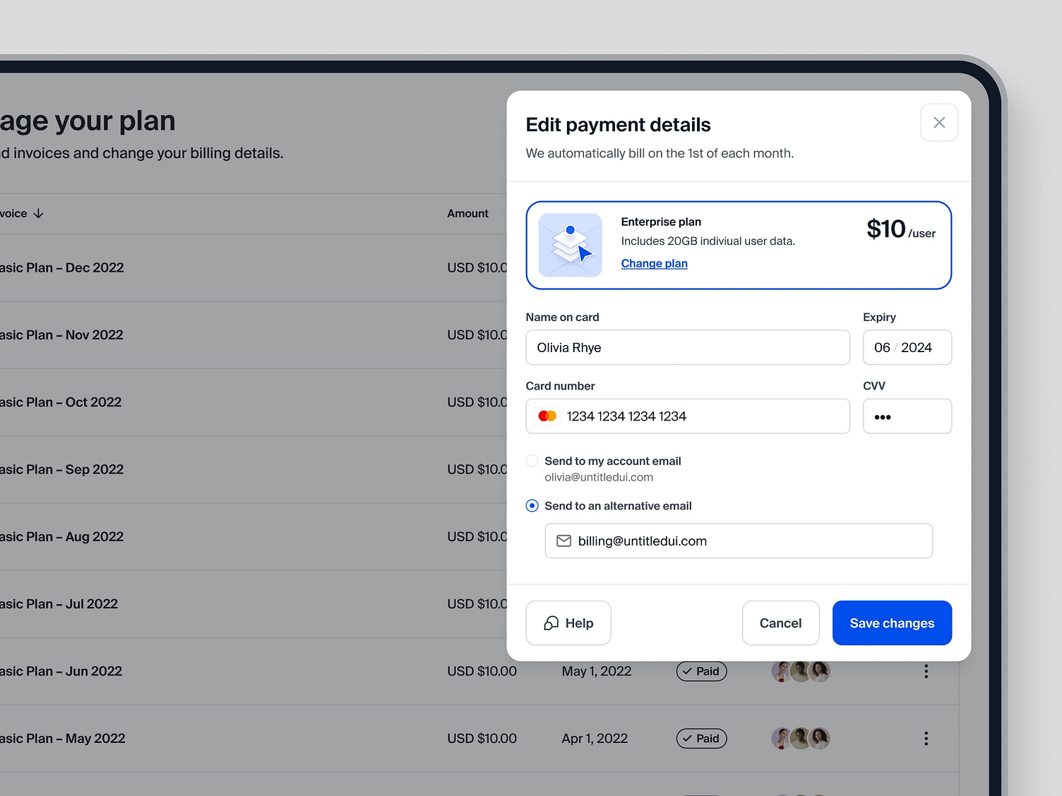 Payment details modal — Untitled UI by Jordan Hughes® on Dribbble