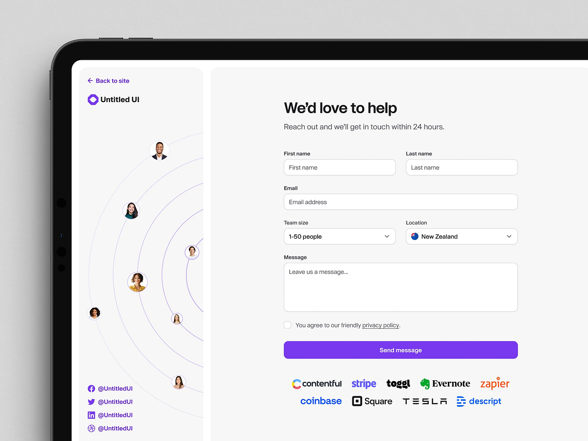 Contact form — Untitled UI by Jordan Hughes® on Dribbble