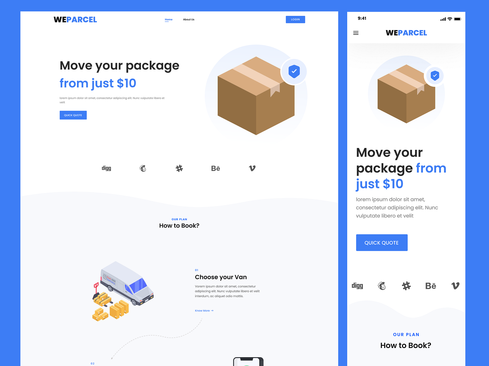 Parcel Delivery Responsive Website Design by Shahrukh Khan on Dribbble