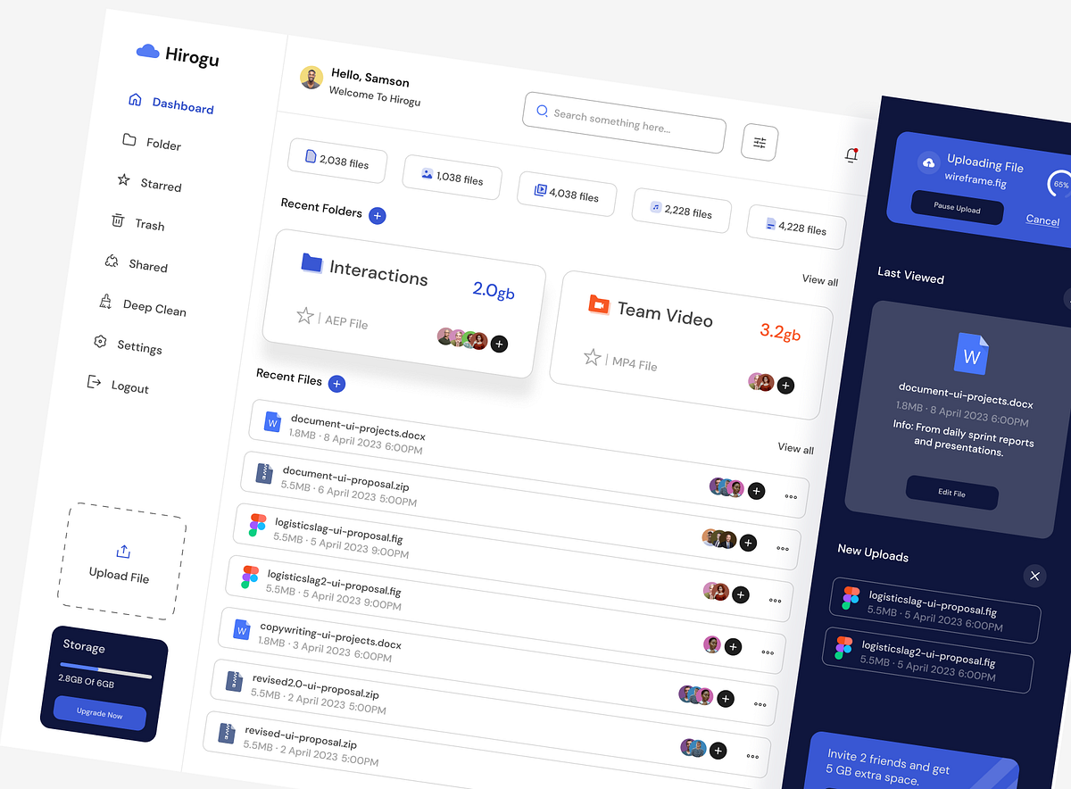 Cloud Storage Management Dashboard Design by Samson Adedeji on Dribbble