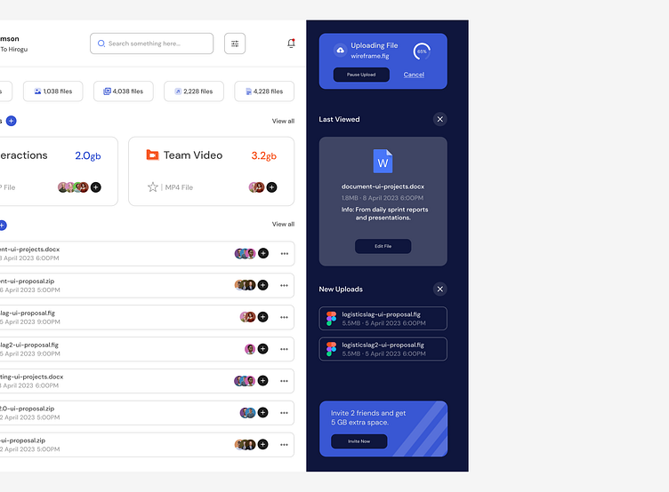 Cloud Storage Management Dashboard Design by Samson Adedeji on Dribbble
