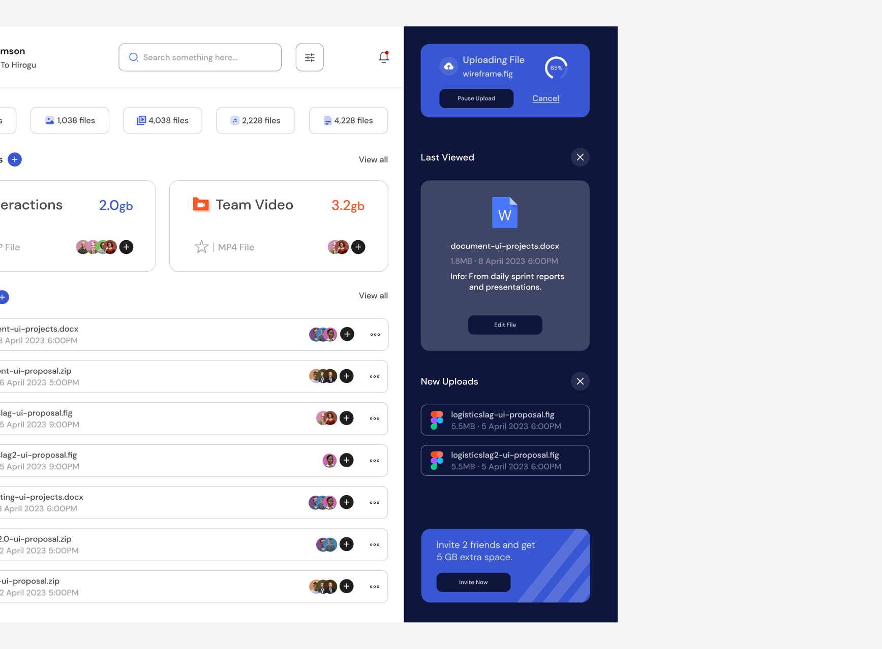 Cloud Storage Management Dashboard Design by Samson Adedeji on Dribbble