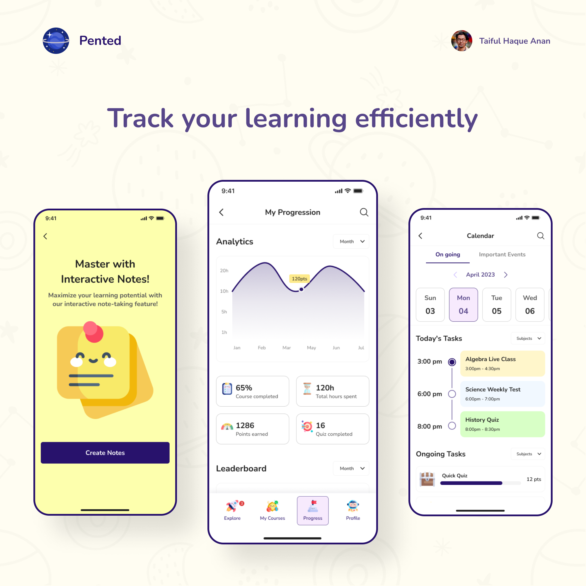 Pented E-Learning Mobile App Design by Taiful Haque Anan on Dribbble
