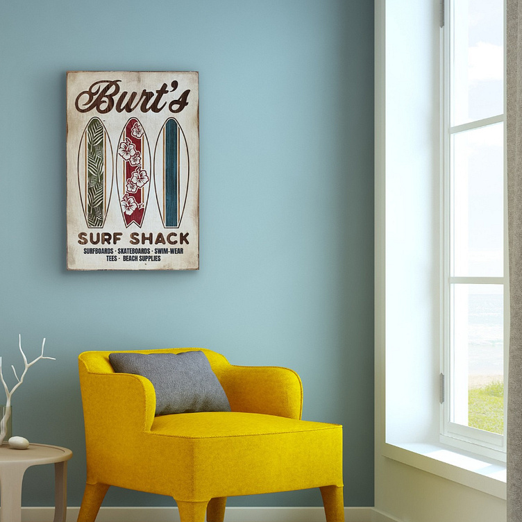 Burt's Surf Shack Sign Design & Production by J. G. Willie on Dribbble