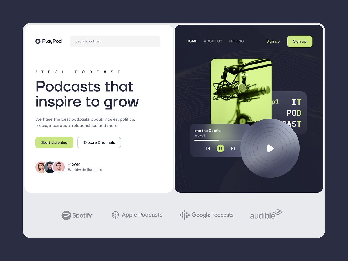 Podcast Website Concept: hero header by Ronas IT | UI/UX Team on Dribbble