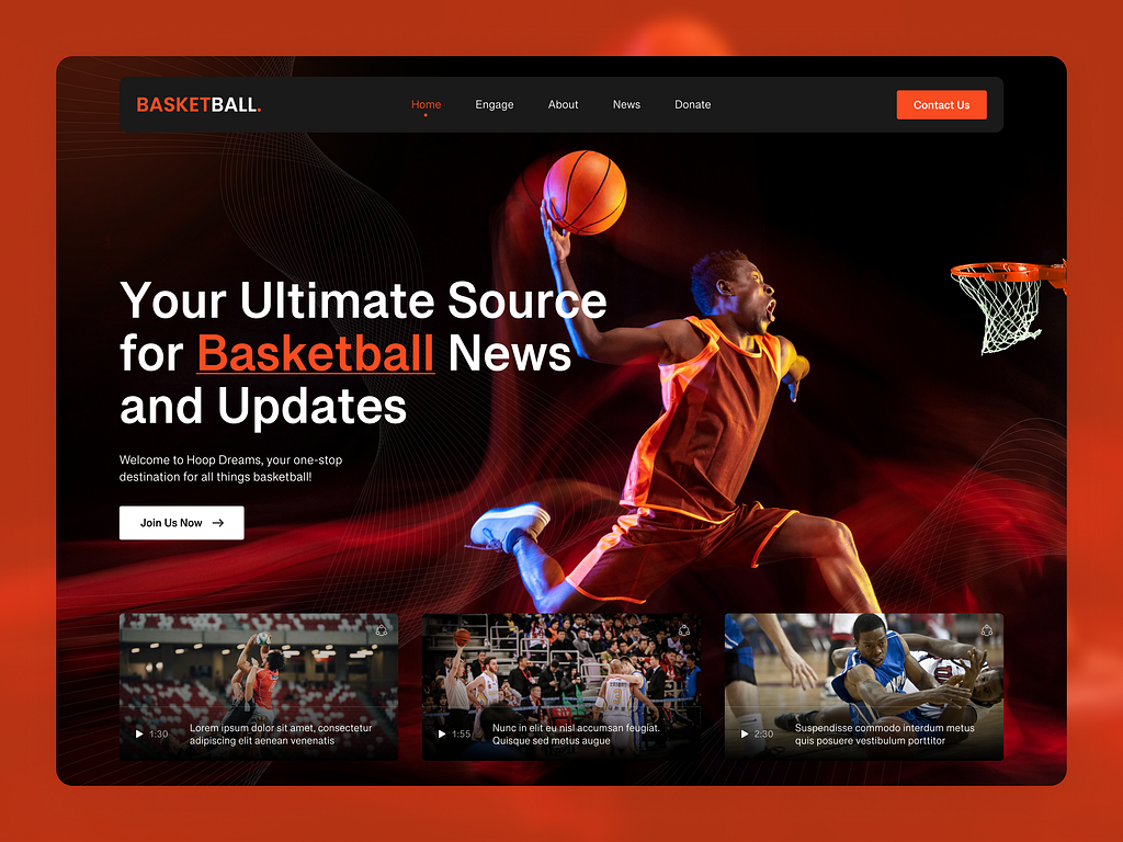 BasketBall News Website by NETULR on Dribbble