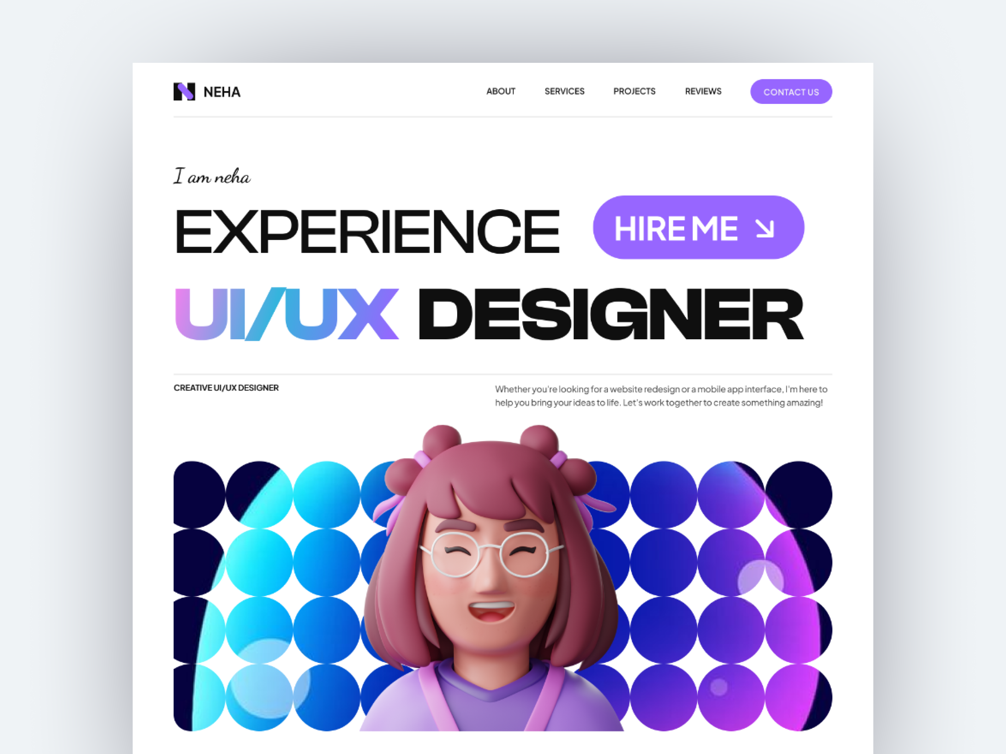 Portfolio Website Landing Page by Nishar Multani for Smart Ux Design on Dribbble