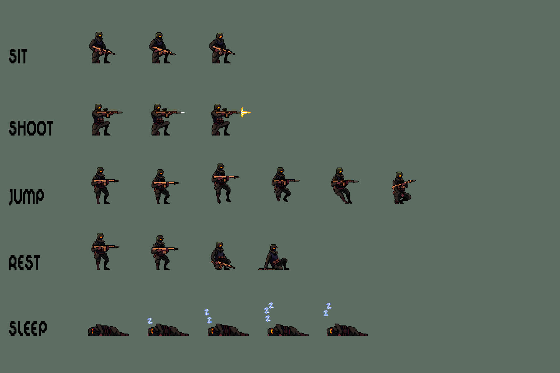 Soldier Character Sprite Sheets Pixel Art Pack 2 by 2D Game Assets on ...