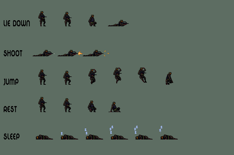 Soldier Character Sprite Sheets Pixel Art Pack 2 by 2D Game Assets on ...