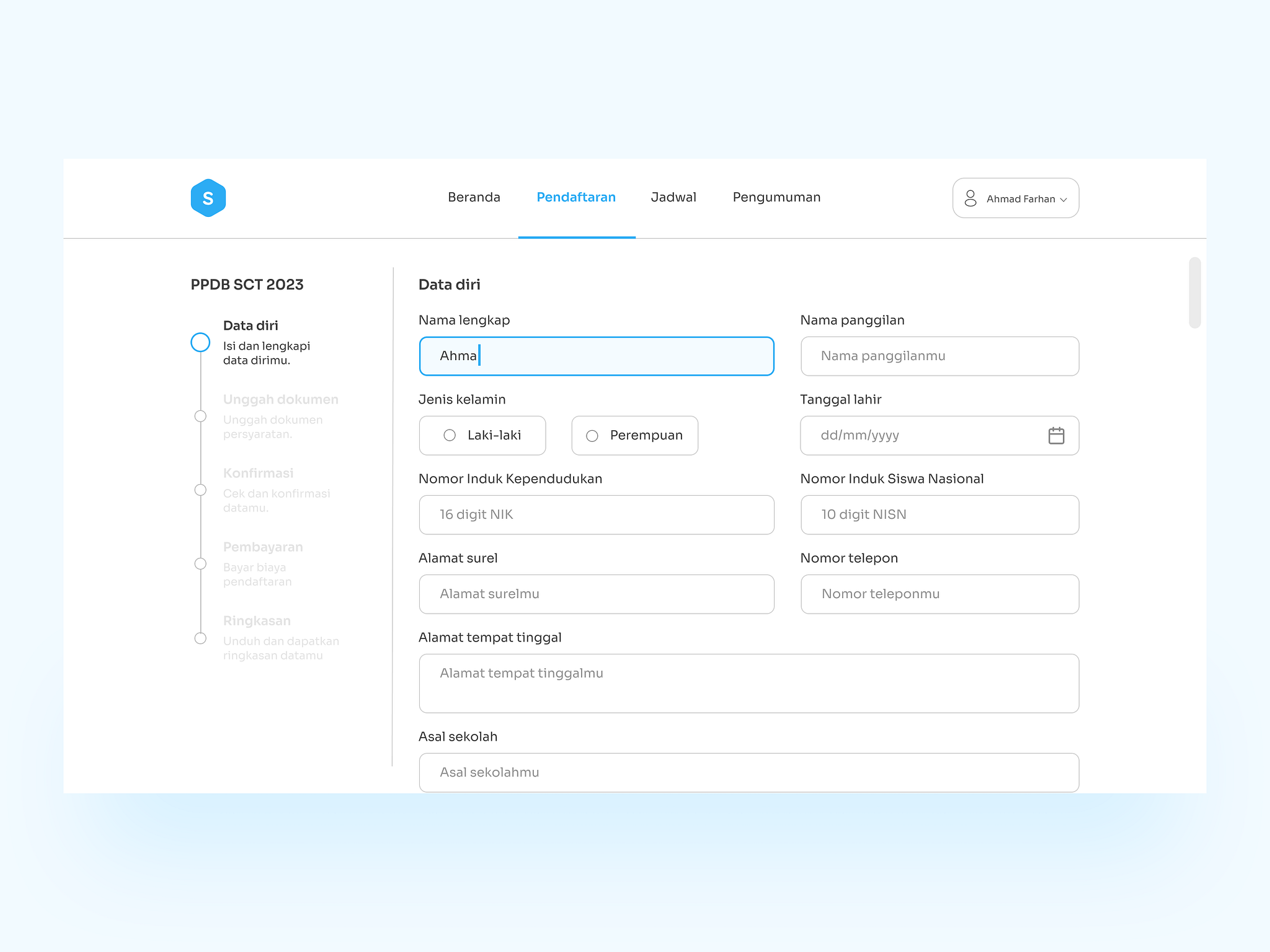School Online Registration: Registration Form Page by Ahmad Farhan on ...