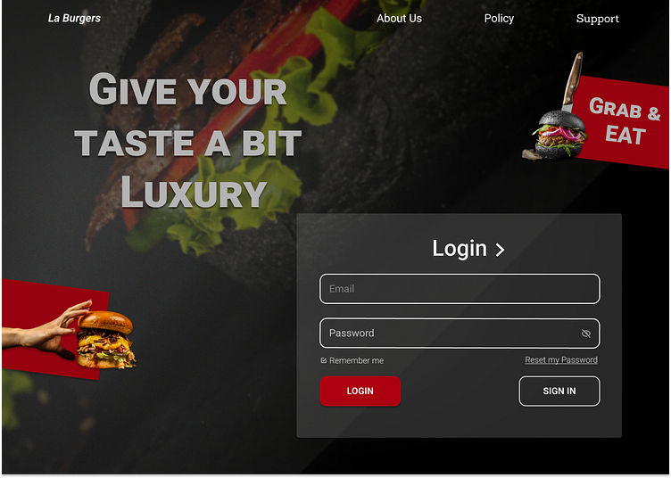 Restaurant Login Page by Usama Afzal on Dribbble