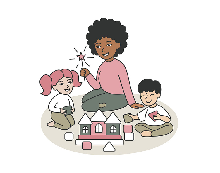 Illustration for the babysitting and nanny’s agency, childcare by ...