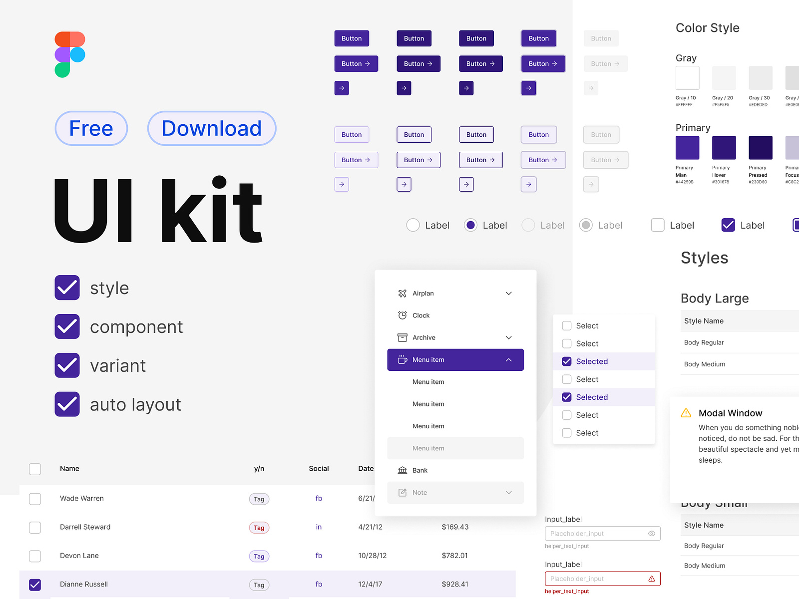 Free UI kit-01 for Figma by Svetlana Postol on Dribbble