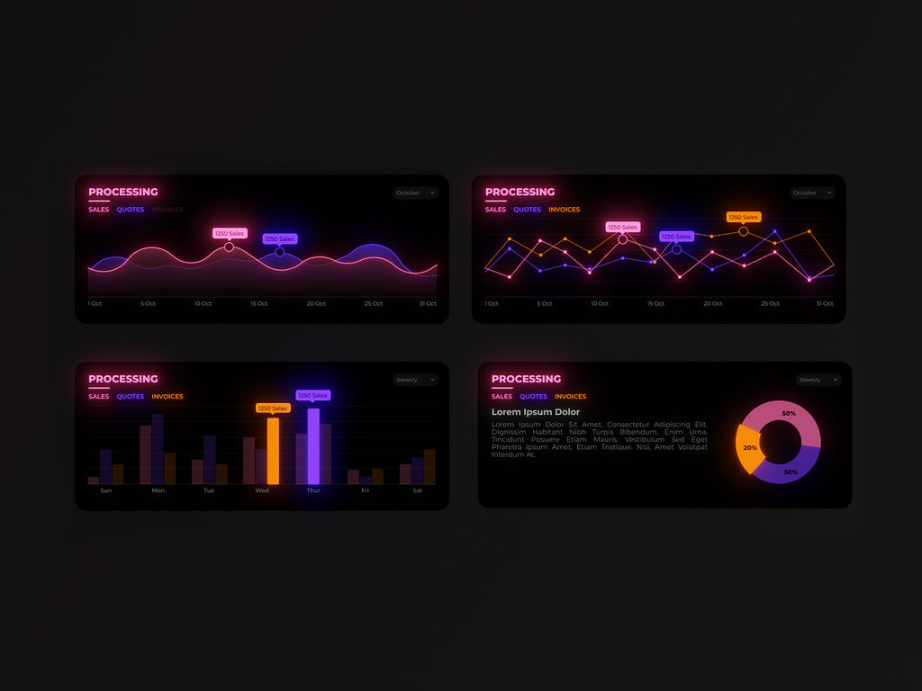 Dark Mode - Dashboard Elements - Graphs & Widgets by Deepak Dhawan on ...