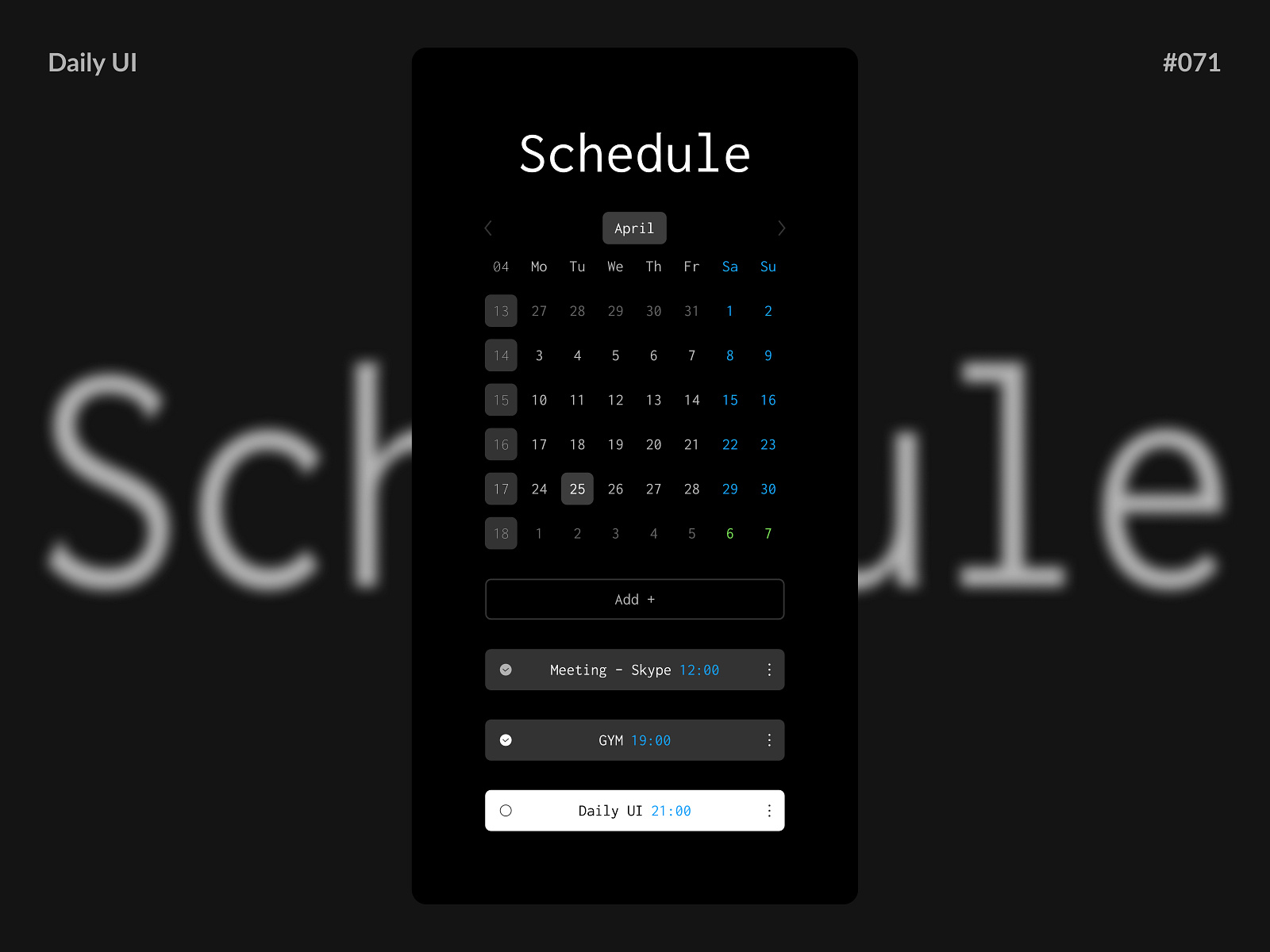 Schedule — Daily UI #071 by Andrey Kolesnikov on Dribbble