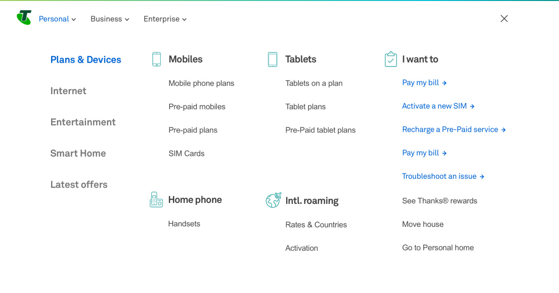 Telstra website by @zorbit on Dribbble
