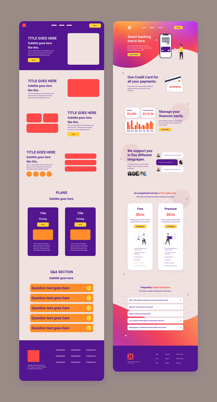 Financial Website "X" Exploration by James Feeman on Dribbble