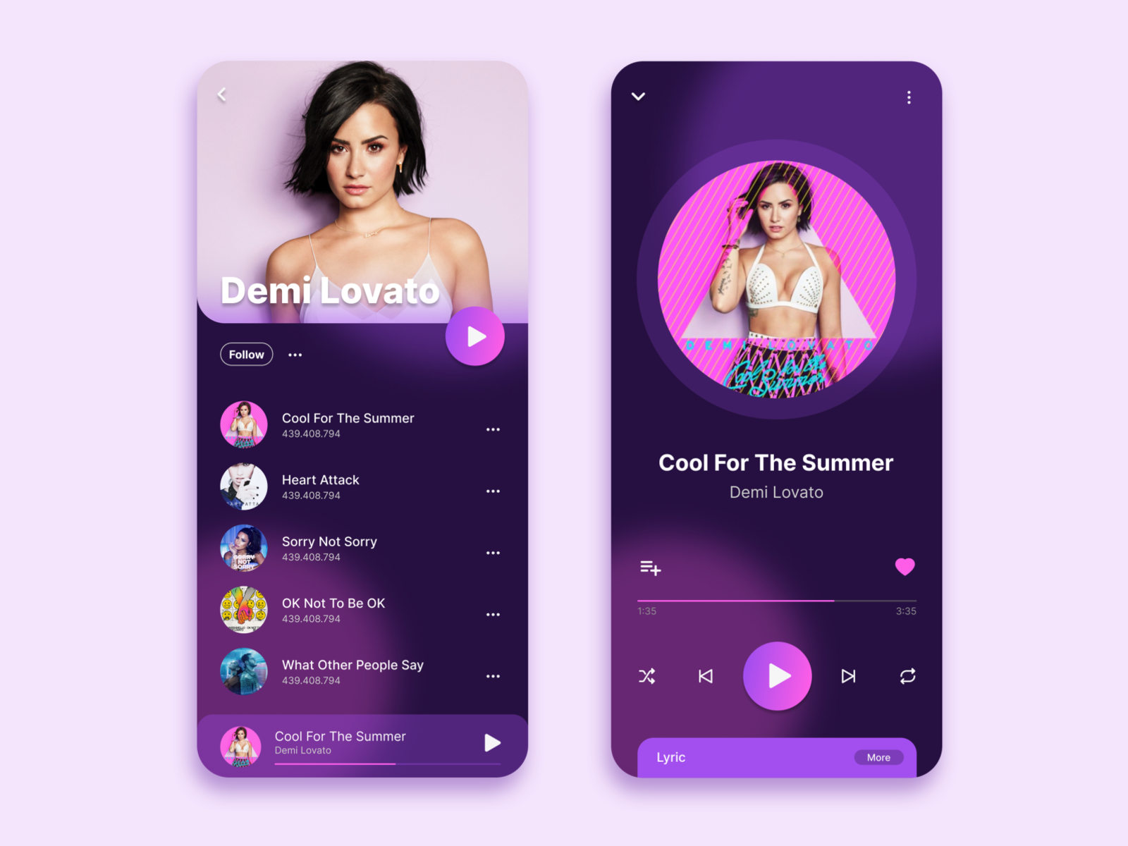 Music app design by Phuong Dang on Dribbble