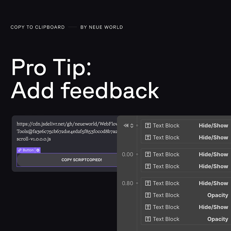 WebFlow Tools - Copy To Clipboard by Neue Inc. for Neue World on Dribbble WebFlow Tools - Copy To Clipboard by Neue Inc. for Neue World on Dribbble