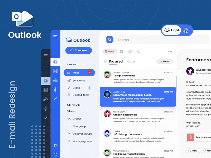Outlook Email Redesign by Pradip Govi on Dribbble