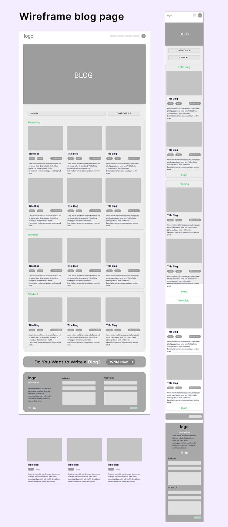 Wireframe Blog Page by abdallah dalvi on Dribbble