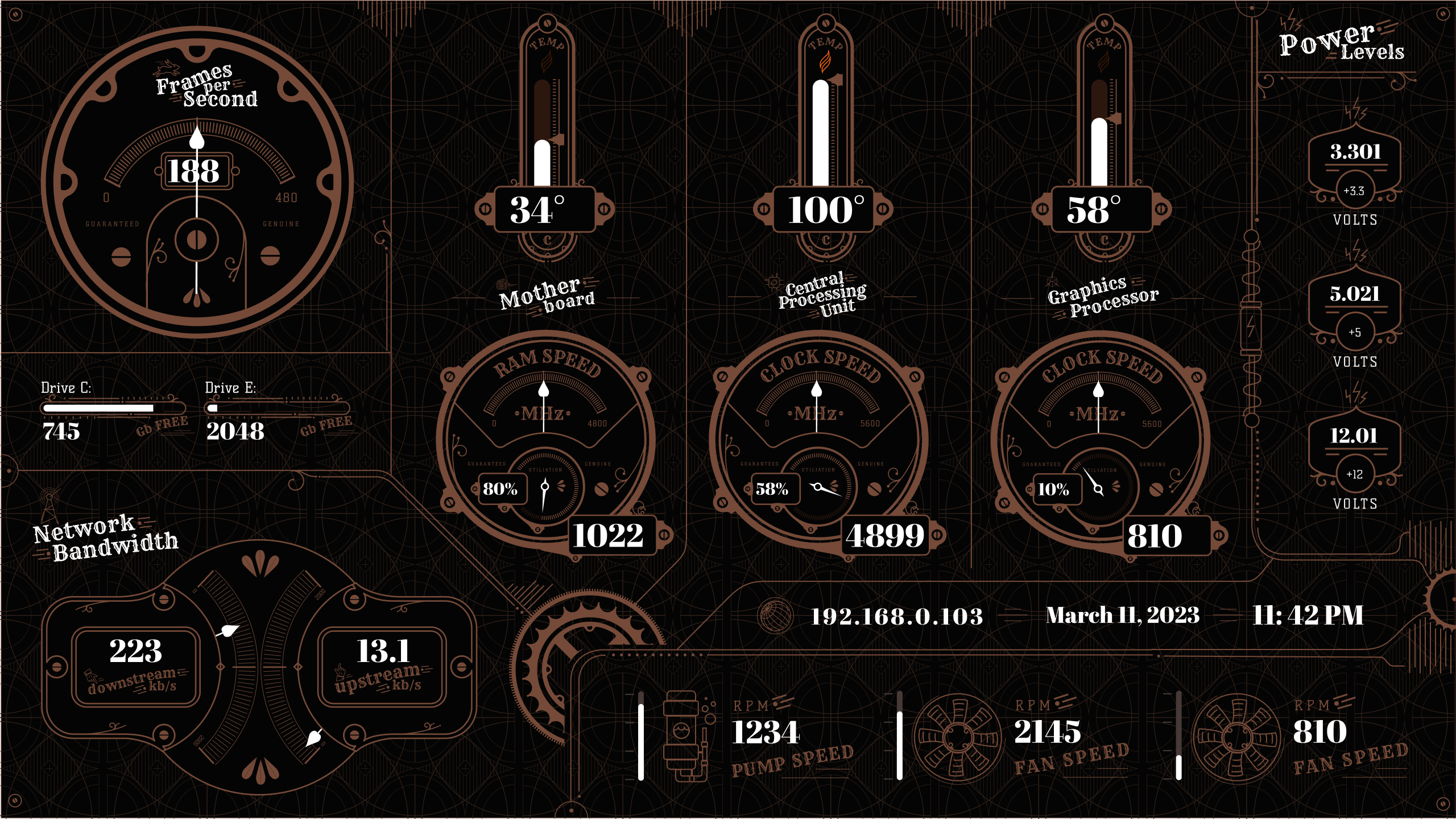 Aitne - sensor panel skin for AIDA64 by Matthew Almand on Dribbble