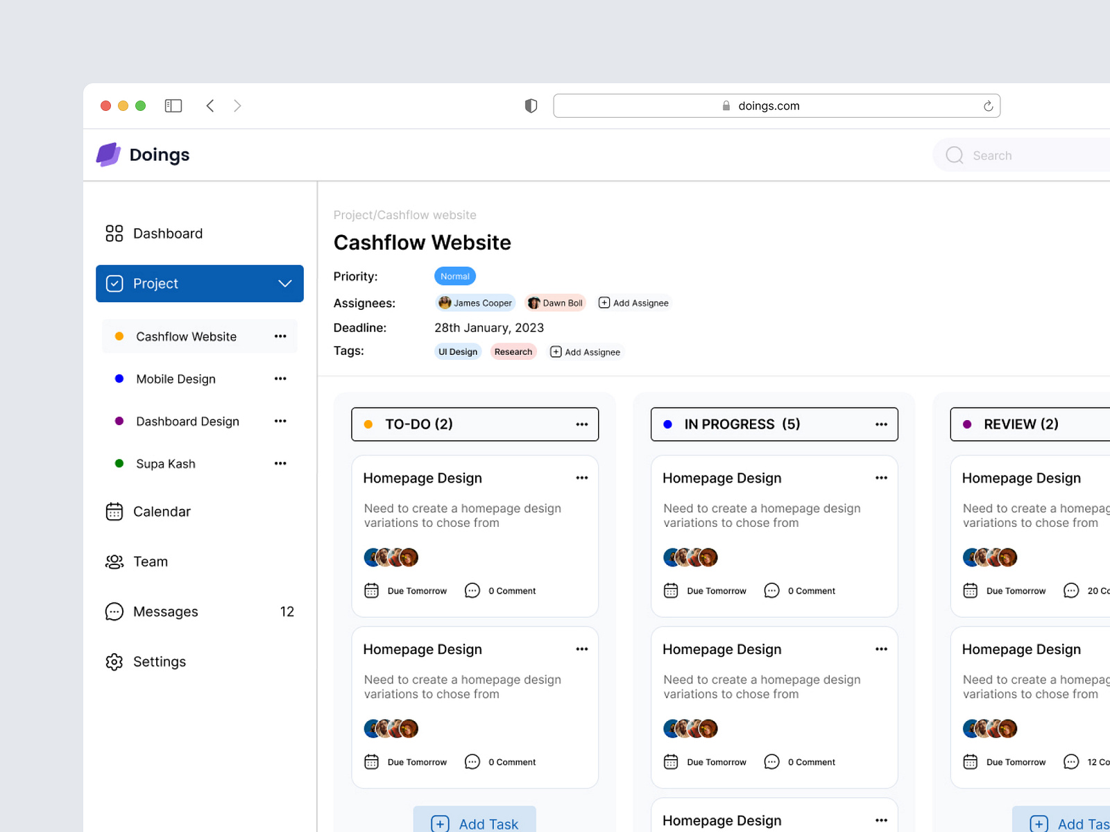 Task Management Dashboard Design by Adeniyi Olamide Jonathan on Dribbble