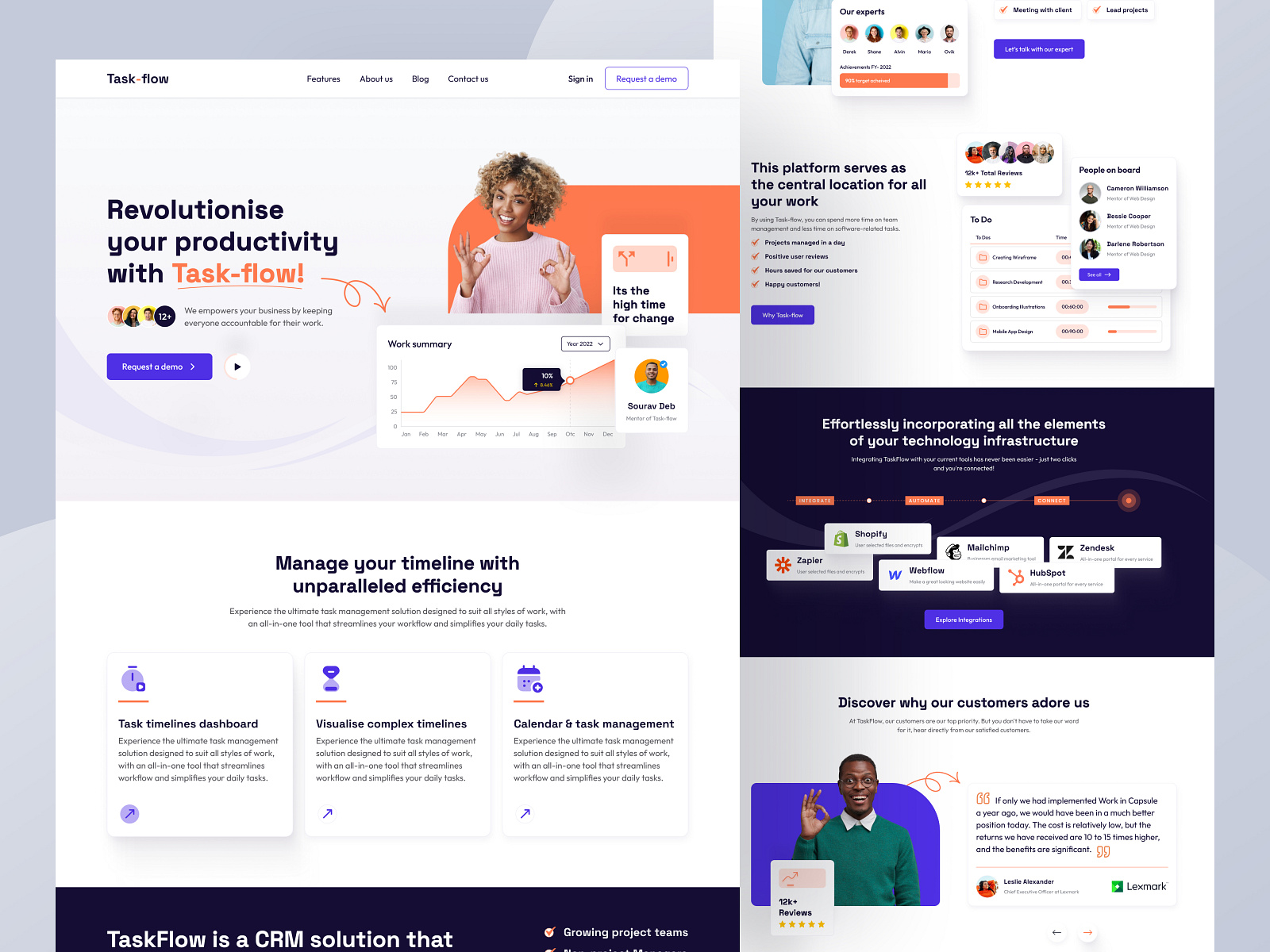 Task-flow : Task management landing page by Sourav Deb on Dribbble