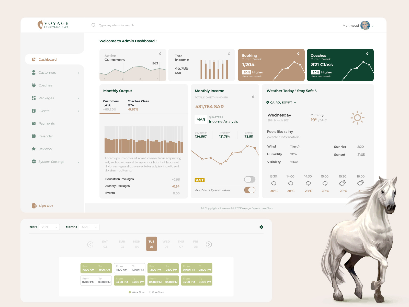 Equestrian Club Dashboard by Mahmoud Seif El Nasr on Dribbble