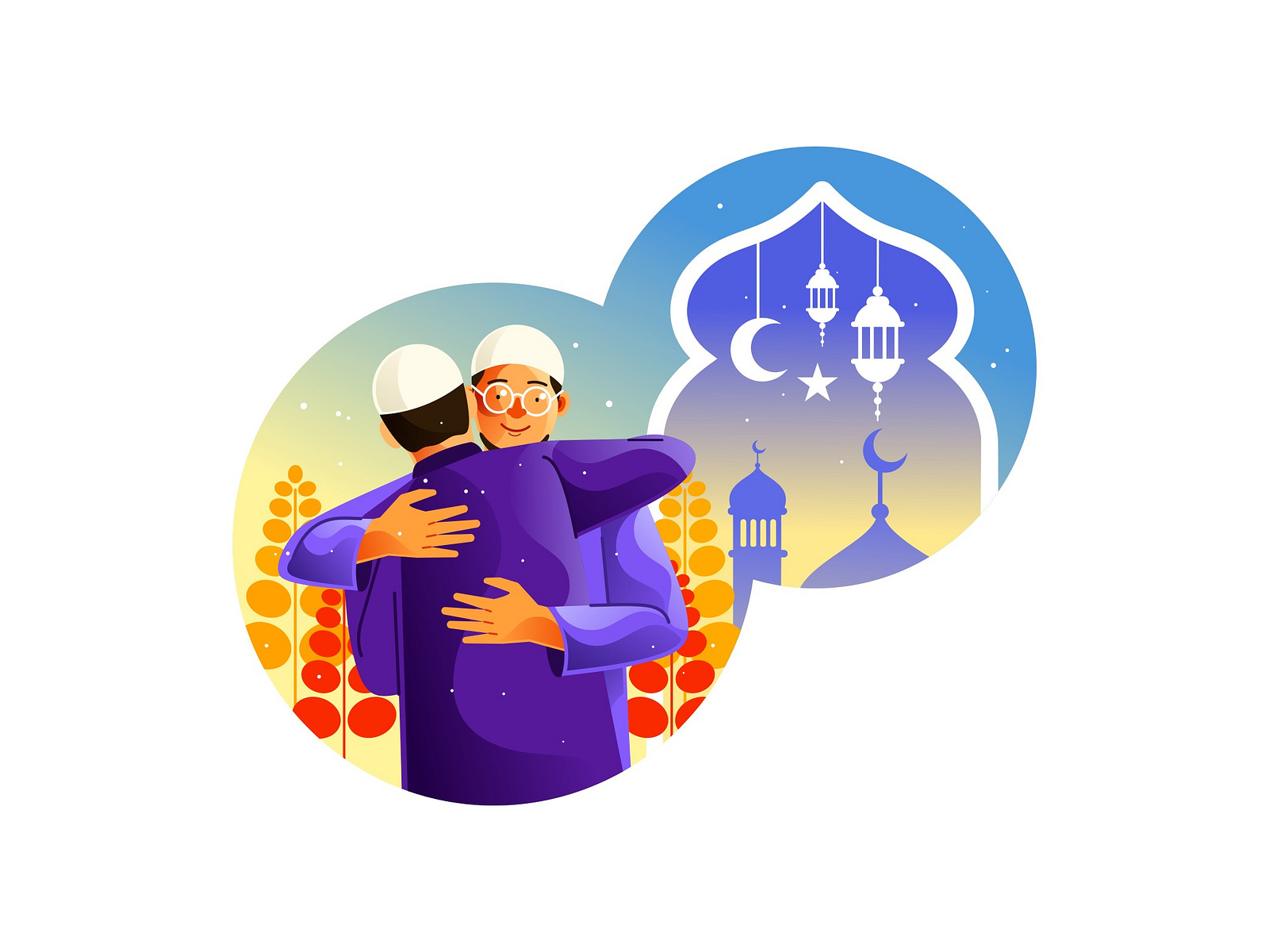 Muslim hug each other as they celebrate Ramadan by ianmikraz on Dribbble