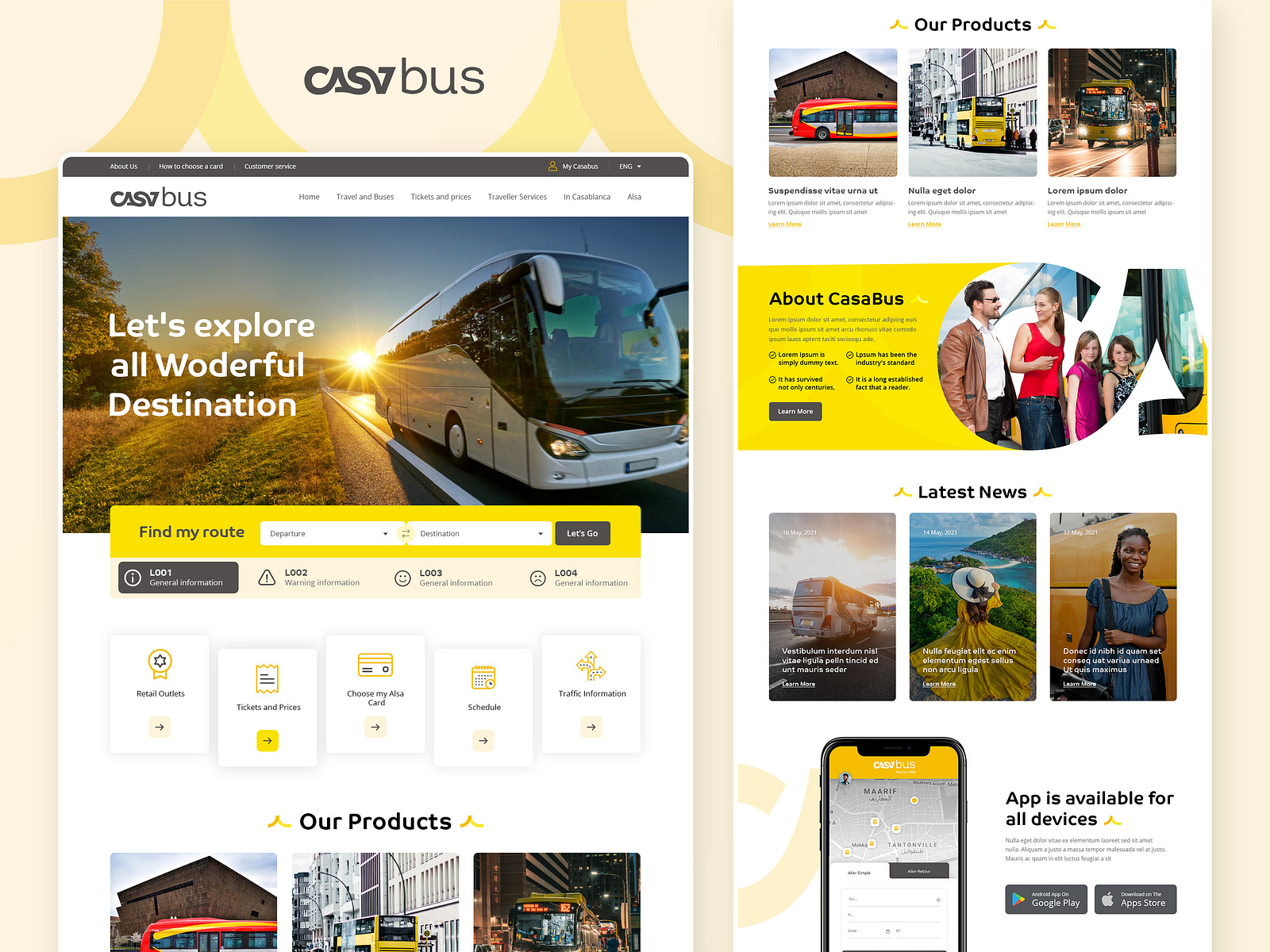 Casa Bus Web Site Design: Landing Page / Home Page UI by Samir ...